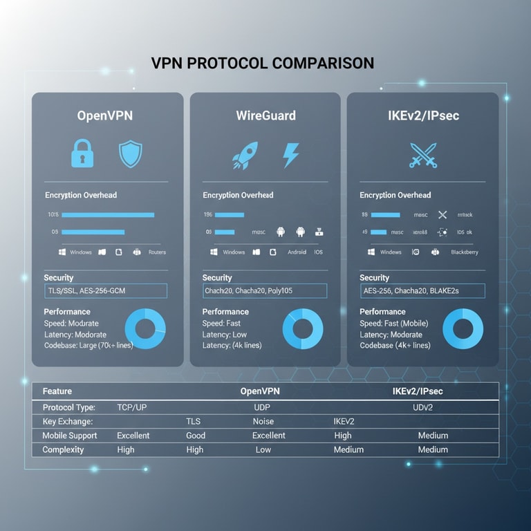 VPN协议全面对比：OpenVPN vs WireGuard vs IKEv2 vs SSTP